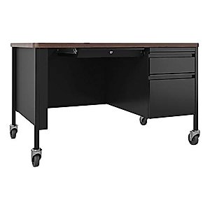Lorell Fortress Series Top Teacher's Pedestal Desk, Black Walnut