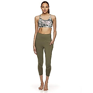 Gaiam Women's High Waisted Capri Yoga Pants - High Rise Compression Workout Leggings - Athletic Gym Tights - Dusty Olive Green, X-Small