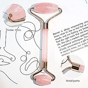 ASRA Crystal Rose Quartz Natural Jade Roller for Face - Aging Wrinkles, Puffiness Facial Skin Massager Treatment Therapy - Premium Jade Stone