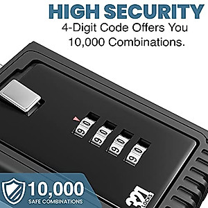 Key Lock Box LB-003 - Hide a Key Outside for Your House - Realtor, Spare Key, Contractor, Rental, Key Storage - Lockbox Combination Shackle Fence Mount, Door Knob Mount (1 Pack) (1)