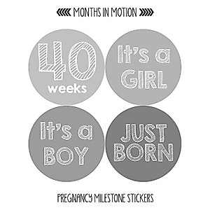 Months In Motion Pregnancy Weekly Belly Growth Stickers - Week to Week Pregnant Expecting Photo Prop - Maternity Keepsake - Baby Bump - Large Set of 36 Weekly Photo Sticker