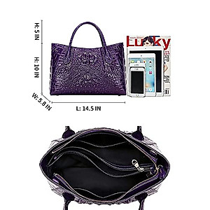 PIJUSHI Women Handbags Crocodile Top Handle Bag Designer Satchel Bags For Women Wristlet Wallet for Women Crocodile Leather Wallet Ladies Clutch Purse