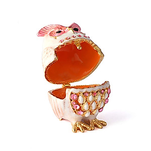 QIFU Owl Series Hand Painted Trinket Box with Rich Enamel and Sparkling Rhinestones Unique Birthday Gift
