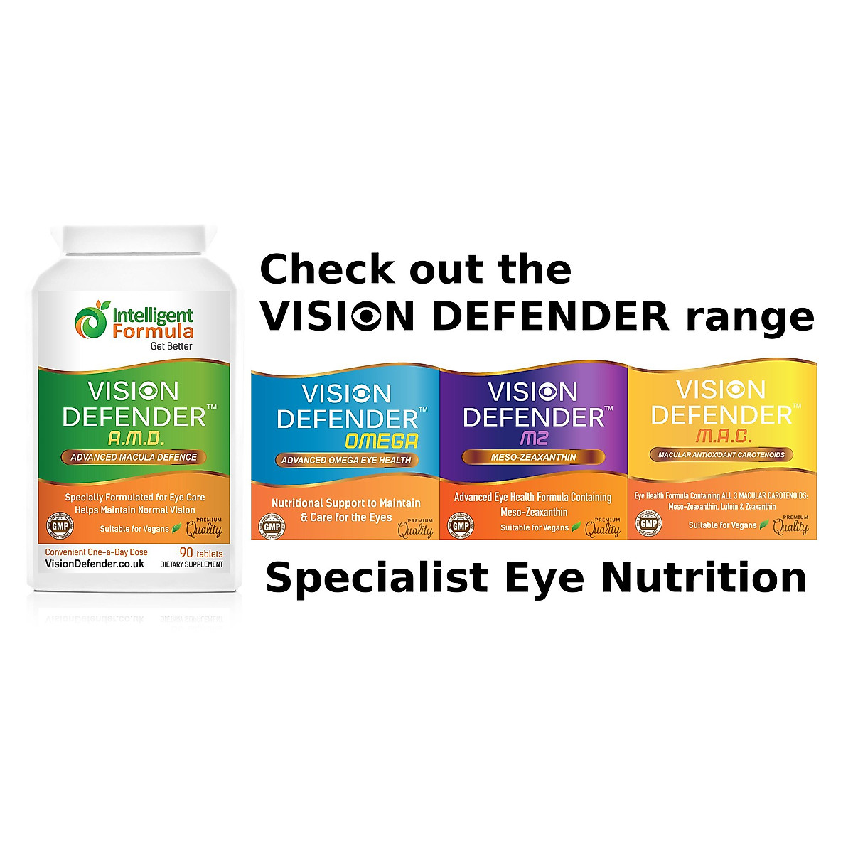 AREDS2 VISION DEFENDER AMD Supplement: Lutein, Zeaxanthin, Zinc, Vitamin E – AREDS 2 Eye Vitamins, Minerals, Nutrients for Eyes. 3 Months Supply (90 tablets) One-A-Day Vegan Eye Supplement. Made in UK