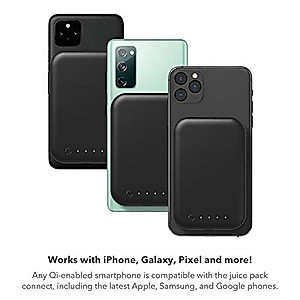 mophie Juice Pack Connect Compact - containing a Portable 5,000mAh Battery with Dual Purpose Stand - Made for Qi-Enabled Smartphones - Black