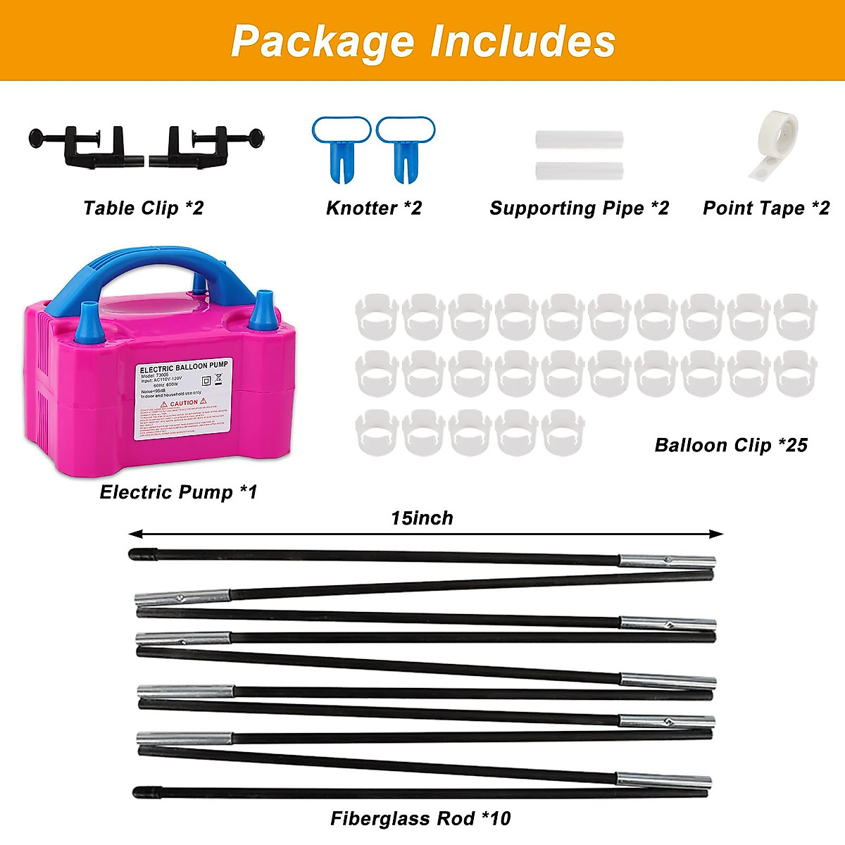 RUBFAC Balloon Arch Kit and Electric Balloon Pump, Balloon Arch Stand for Table Adjustable Frame with Electric Pump Bases Party Balloon Accessories for Birthday Party Baby Shower Festival Decorations