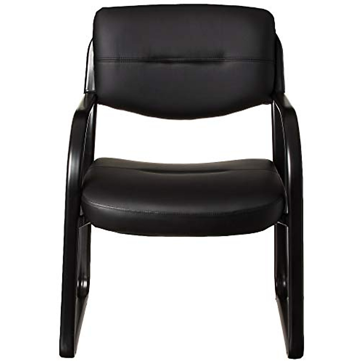 Boss Office Products Leather Sled Base Side Guest Chair, Black
