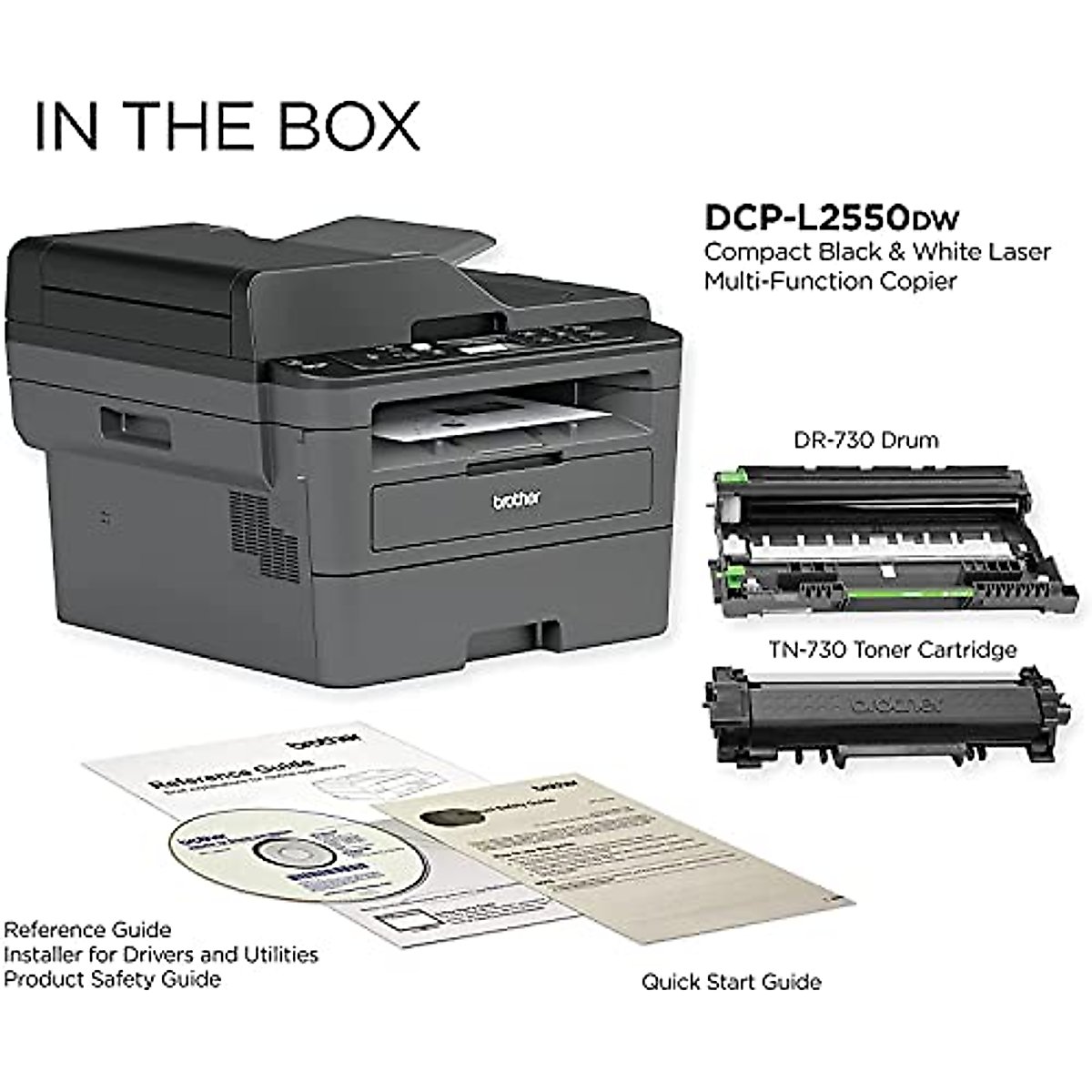 Brother DCP L25 50DWB All-in-One Wireless Monochrome Laser Printer, Print Scan Copy, Automatic Duplex Printing, 128MB Memory, 2400 x 600 dpi, 36 ppm, 250-Sheet, 50-Sheet ADF, Durlyfish