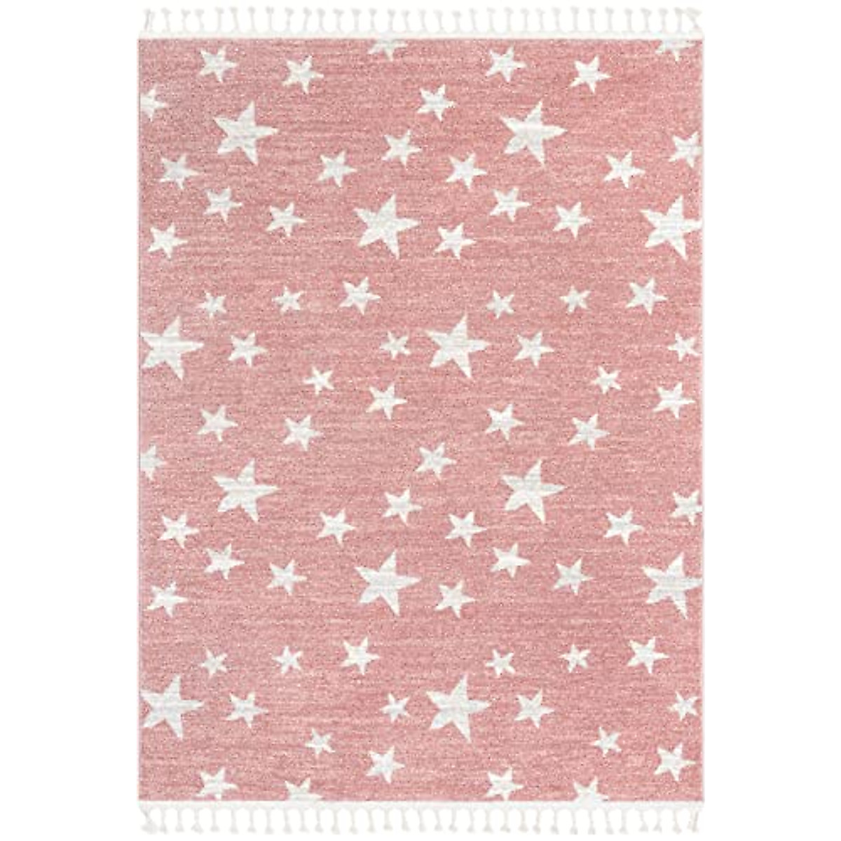 Well Woven Kosme Pink Geometric Star Pattern Stain-Resistant Area Rug (5'3" x 7'3")
