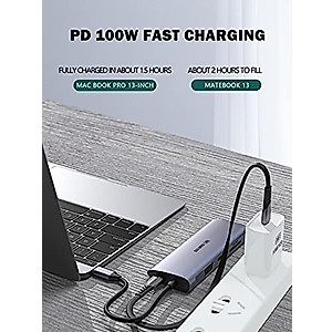 USB C Hub, HANRICO USB-C Laptop Docking Station 11 in 1 Compatible for MacBook Pro/Air, Ipad, MateBook, PC, Flash Drive, Mobile HDD, Phone and More TypeC Devices(USB,PD,HDMI,RJ45,SD,TF,VGA,3.5mm)