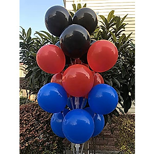 JODIDI 100 Pcs 12 Inch Red Royal Blue Black Latex Balloons Decoration, Birthday Wedding Baby Shower Party Balloons Decoration(Red Blue Black)