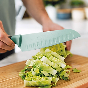 Berghoff LEO Non-stick Stainless Steel Sharp Serrated Blade Set of 3pc Knives PP Fitted Protective Sleeve Built-in Herb Stripper Soft-touch PP Soft Grip Handle