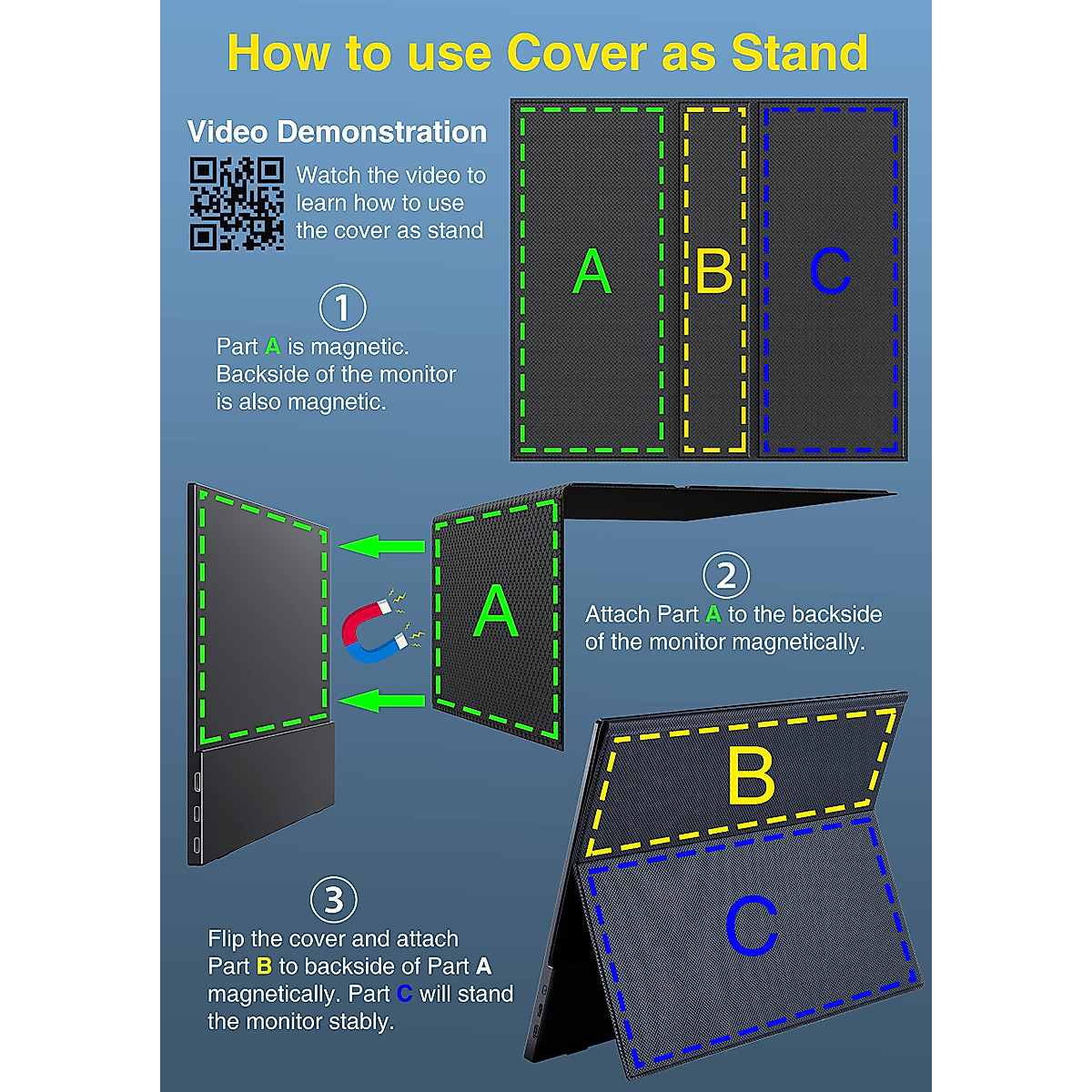 cocopar USB-C Portable Monitor Bundle [15.6inch 1080P&17.3inch 4K] HDR Zero Frame USB-C Computer Display with Dual Type-C Mini HDMI for Laptop PC Mac Surface Xbox PS4/5 Switch with Cover