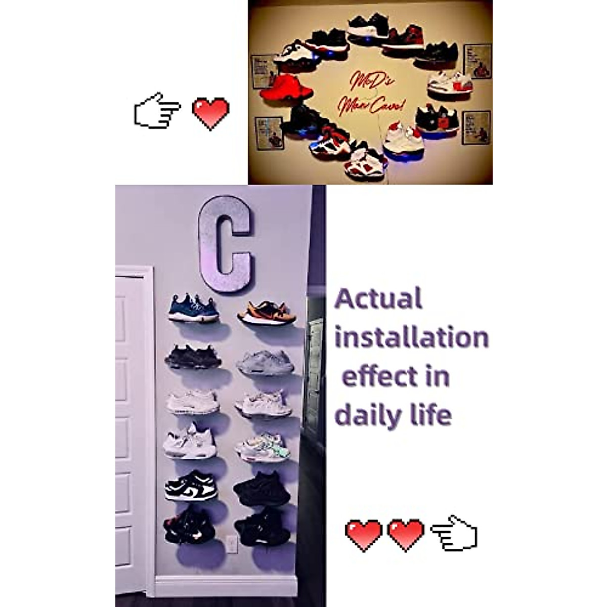 IEEK Floating Shoe Display 8 Pack,Levitating Acrylic Shoe Shelf for Wall,Clear Wall Mounted Shoe Rack Sneaker Display Shelves Space Saving Shoe Organizer Holder for Sneaker Collection