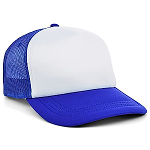 Lids Blank Basic Foam Trucker Adjustable Snapback Hat White/Royal Blue
