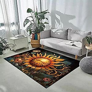 PartyUnix Boho Mushroom Skull Animal Indoor Modern Area Rug, Soft Non-Shedding Carpet Floor Mats Living Room Bedroom for Home Decoration