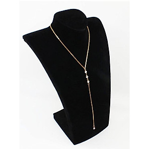 Iaceble Boho Crystal Back Necklace Long Cz Backdrop Necklace Gold Crystal Lariat Y Necklace Rhinestone Back Chain Necklace Long Cz Wedding Backdrop Chain Jewelry for Women (Style 1)