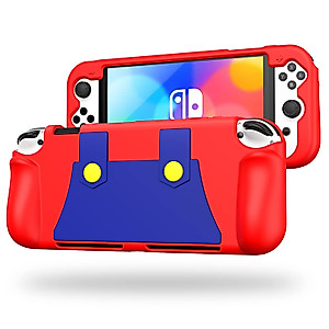 KENOBEE Silicone Case Compatible with Nintendo Switch OLED Model 2021, Soft Lightweight Ergonomic Grip Protective Cover with Shock-Absorption and Anti-Scratch Design for Switch OLED, Red