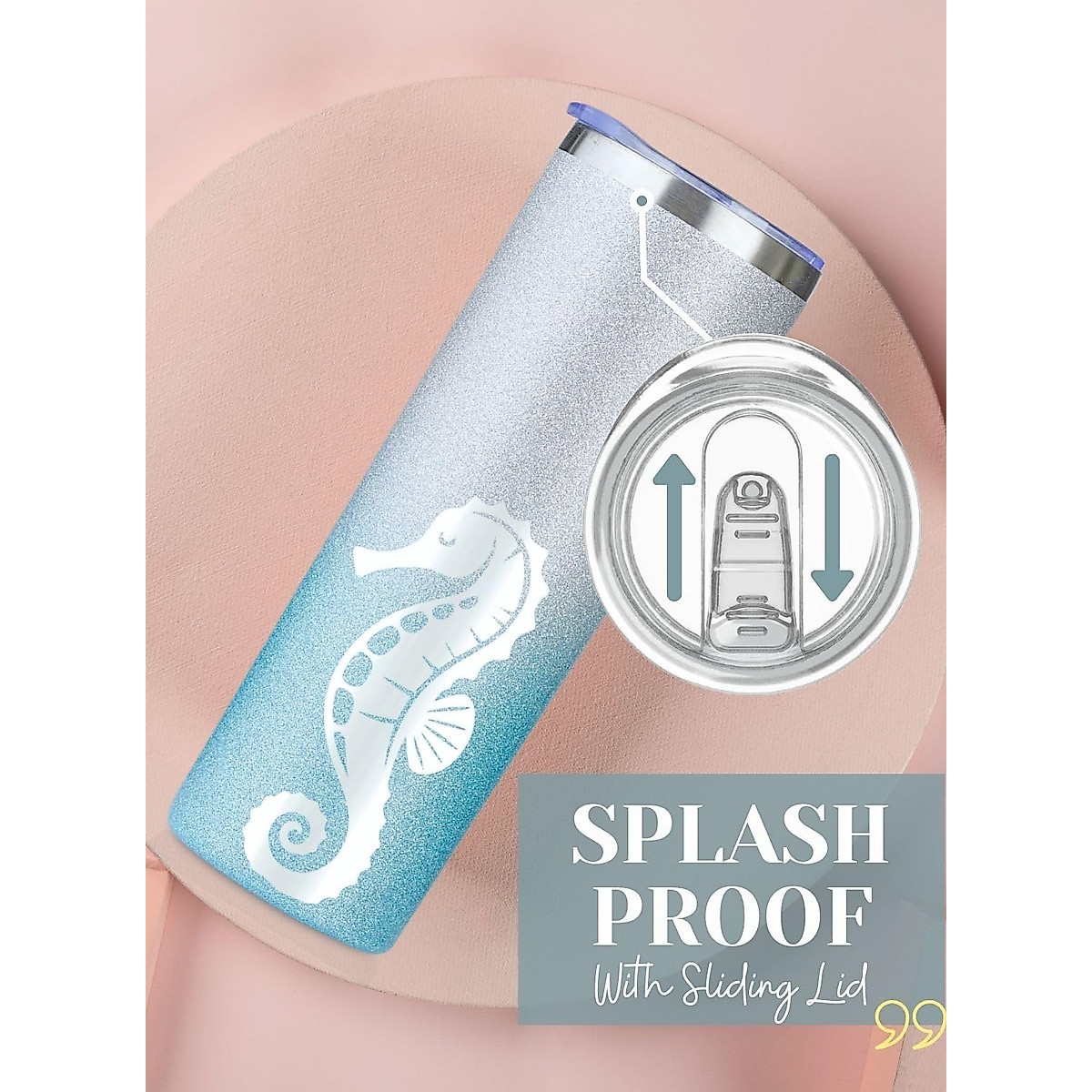 Onebttl Seahorse Gifts, Seahorse Lovers Present, Seahorse Pattern Goods, Christmas, Birthday, Valentine's Day, Couples, 20oz Stainless Steel Tumbler, Gift with Lid, Insulated, Vacuum Insulated