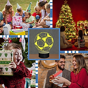 Lampeez Kids 3D Soccer Lamp Football Night Light Optical Illusion Lamp with 16 Colors Changing Remote Control Birthday Day Gift Idea for Sport Theme Fan Boys Girls
