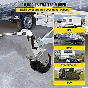 VEVOR Manual Trailer Dolly, 10000 LBS Towing Capacity Trailer Mover Valet with 2-5/16 in Ball & 10.63" Wheels, Adjustable Height Heavy-Duty Jack Tug for Car, RV, Boat, and Travel Trailers