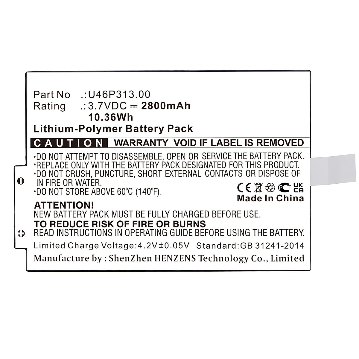 Synergy Digital Alarm System Battery, Compatible with Technicolor U46P313.00 Alarm System Battery (Li-Pol, 3.7V, 2800mAh)