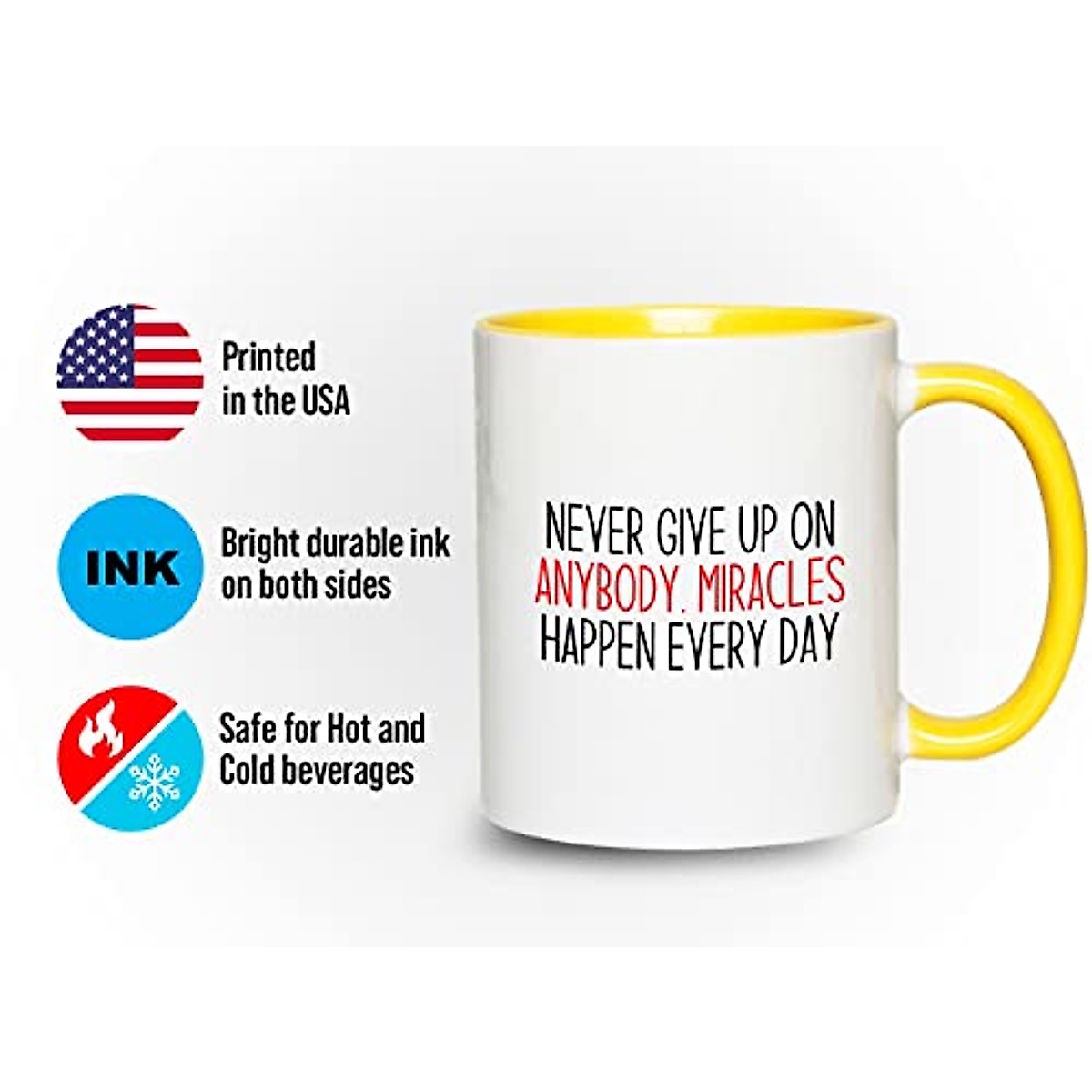 Bubble Hugs Nurse 2Tone Yellow Mug 11oz - Never give up - Labor Clinical Certified Nursing Assistant Surgical Emergency Oncology Practitioner