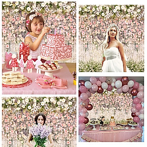 Floral Wedding Backdrop for Photoshoot 7x5ft Pink and White Flower Photography Background Vinyl Flowers Wall Backdrop Wedding Birthday Baby Shower Party Decorations Banner Studio Photo Booth Props