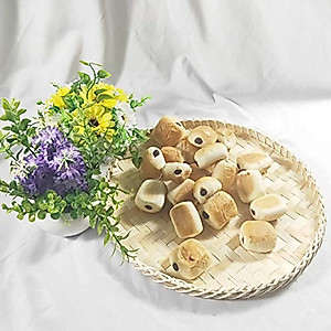 NewFerU Food Serving Tray Table Storage Plate Platter with Handles for 12" Bamboo Woven Dome Lid Cover to Keep out Bugs Flies for Picnic Party Bread Cake Pizza Dry Fruit Dessert Indoor Outdoor (1)