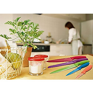 G.a HOMEFAVOR Knife Set, 5-piece Colored Knife Set Nonstick Coated with 5 Knife Sheath Covers