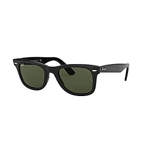 Ray-Ban Unisex Sunglasses Black Frame, Green Lenses, 54MM