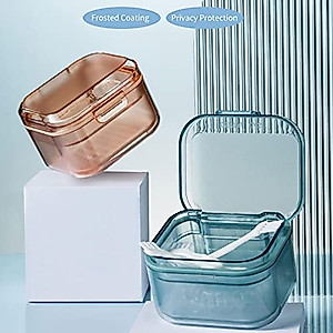 Kumprohu Denture Case - Retainer Box,Denture Cup Holder Case Travel Leak Proof with Lid Waterproof, Denture Retainer Bath Box Storage Soaking Case