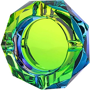 Crystal Ashtray Modern Living Room Ash Tray Holder Cigarettes Decor Tray Colorful Pattern for Home Office Tabletop Decoration,Gift Ashtray Outdoor Indoor Ashtray Ashtray (Multi-coloured yellow)