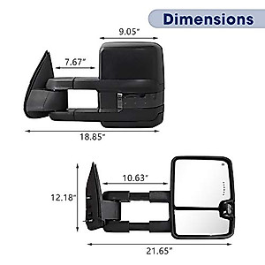 Towing Mirror for Silverado Sierra - Compatible with 1999-2002 Chevy Silverado GMC Sierra Tow Mirror with Power Adjusted Heated Glass Turn Signal Light Backup Lamp Side Mirror Extendable Pair