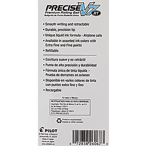 PILOT Precise V7 RT Refillable & Retractable Liquid Ink Rolling Ball Pens, Fine Point (0.7mm) Black Ink, 12-Pack (26067)