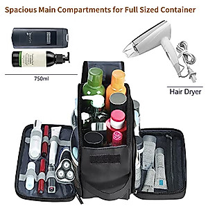 BURUIS Extra Large Toiletry Bag for Men, Travel Toiletry Organizer Dopp Kit Water-resistant Shaving Bag, PU Leather Cosmetic Organizer Bathroom Shower Bag for Toiletries, Grooming, Accessories (Black)