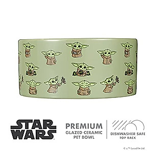 STAR WARS The Mandalorian Baby Yoda Ceramic Dog Bowl, 3.5 Cups | Meal Time Dog Food Bowl, Green Dog Bowl with Baby Yoda | Dog Water Bowl for Dry Food or Wet Food,1 Count (Pack of 1),FF16627