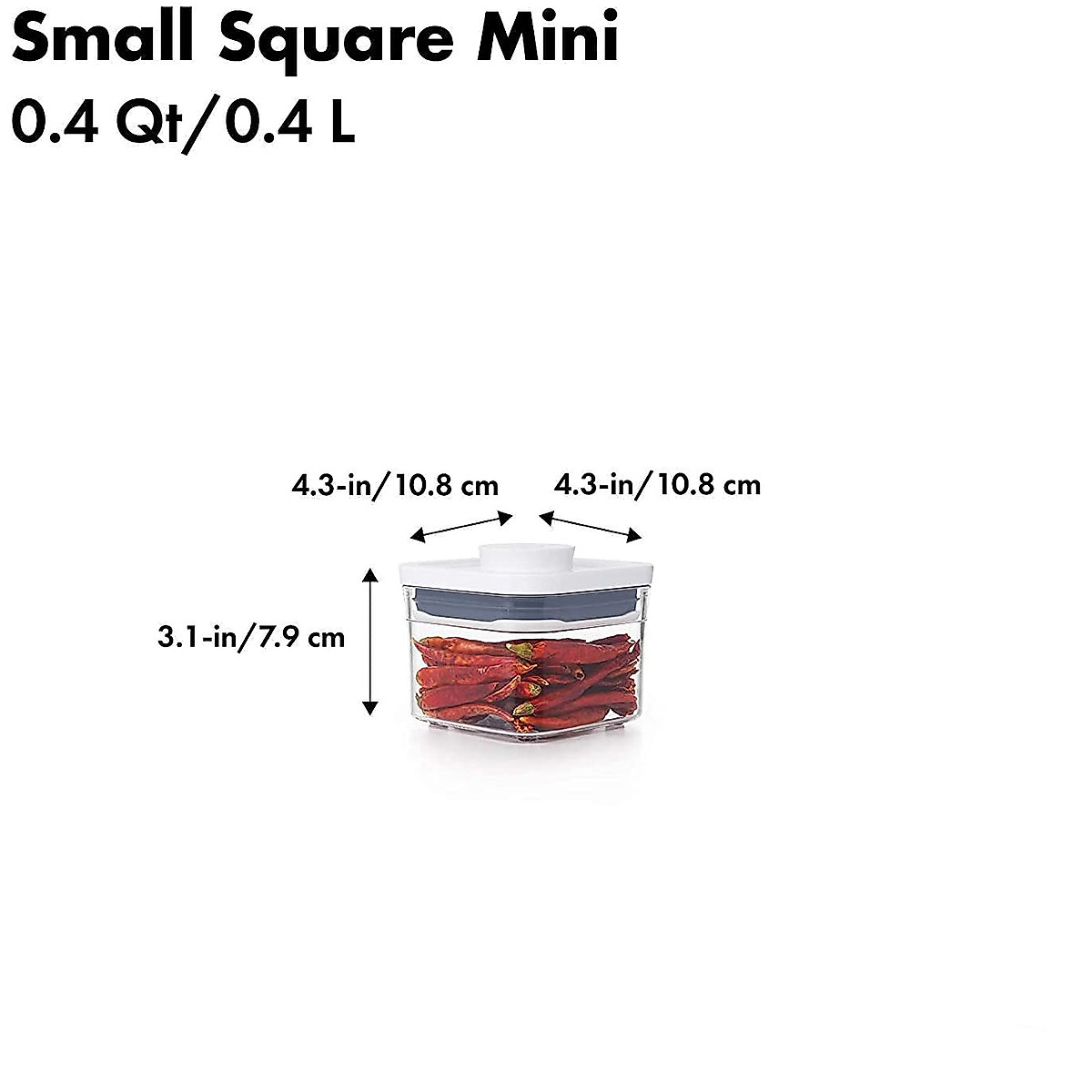 OXO Good Grips POP Container - Airtight Food Storage - 0.4 Qt Square (Set of 4) for Dried Herbs and More