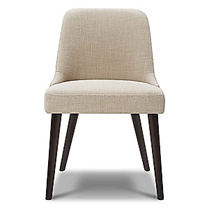 CHITA Mid-Century Modern Dining Chair, Upholstered Fabric Accent Chair for Dining Room, Set of 2, Flax Beige in Fabric