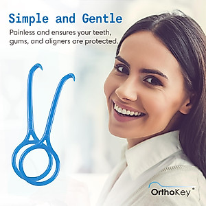 OrthoKey Clear Aligner Removal Tool | Invisible Removable Braces, Denture, Brackets, Retainer Remover Key | Personal Orthodontic Supplies, Dental-Grade for Ortho Cleaning & Travel Use | (2-Pack) Blue