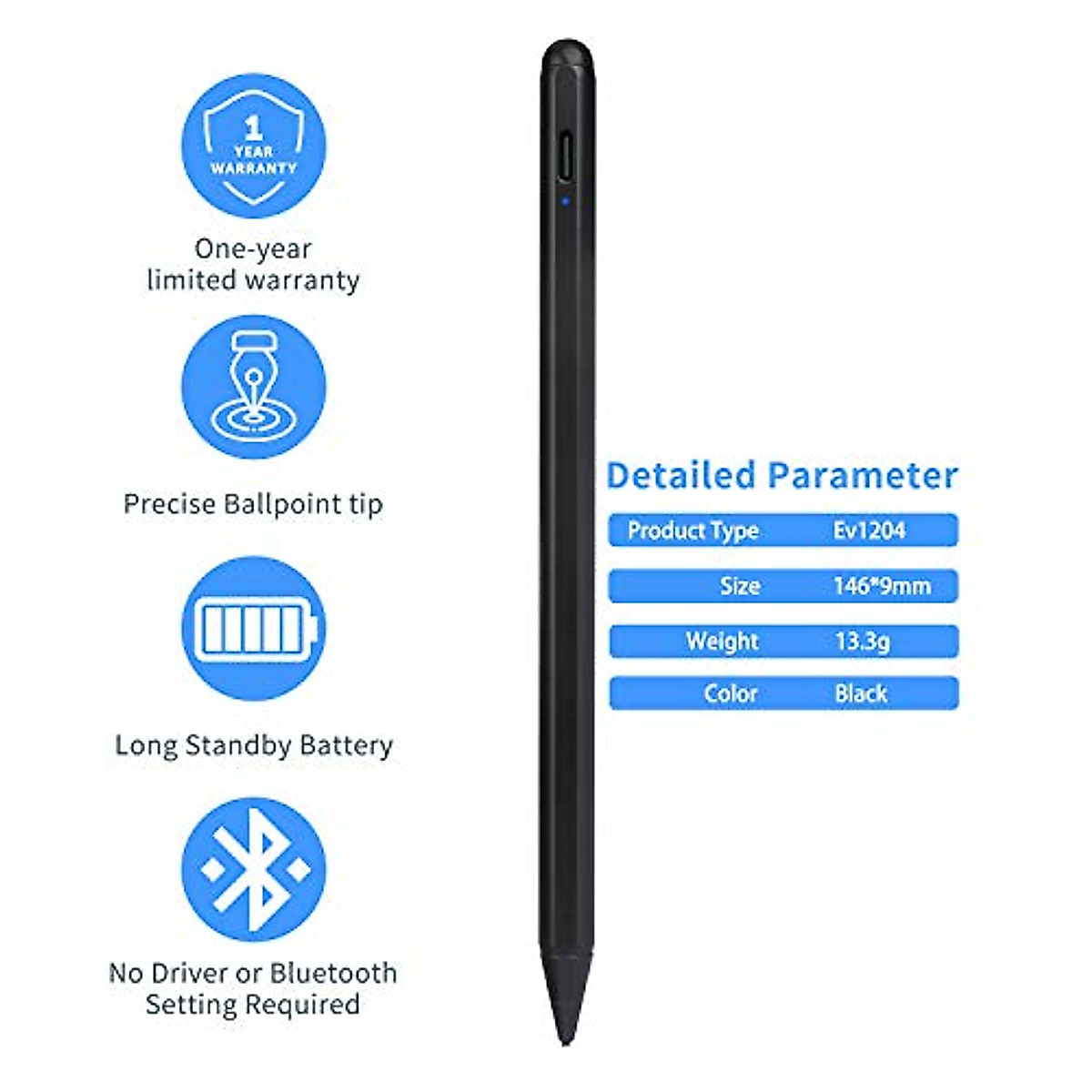 Stylus Pens for Amazon Kindle Fire 10 Pencil, Evach Capacitive High Sensitivity Digital Pencil with 1.5mm Ultra Fine Tip Stylus Pencil for Amazon Kindle Fire 10 Pen, Black