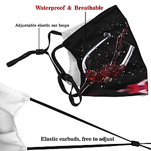 Wine Fashion Masks Cool Breathable Water Repellent Washable Face Mask Printed Fabric 2 Pieces of Filter Reuse Bandanas Balaclava for Men Women Teenagers