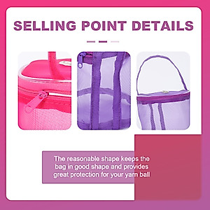 VILLCASE 2Pcs Wool Storage Bag Yarn Ball Holder Yarn Storage Yarn Thread Holder Yarn Ball Dispenser mesh Knitting Bag Multipurpose Tool Portable Yarn Bags Purple to Weave Nylon Handbag