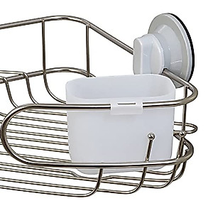 Zenna Home Power Grip Pro Rustproof Multi-Surface Dual Mount Corner Shower Basket, Stainless Steel