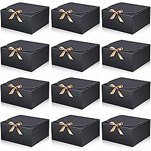 12 Pcs Gift Boxes with Lids 8 x 8 x 4 Inch Bridesmaid Proposal Box Black Gift Boxes for Presents for Wedding Gift Birthday Christmas Packaging Chocolate Cupcake Crafting (Black)