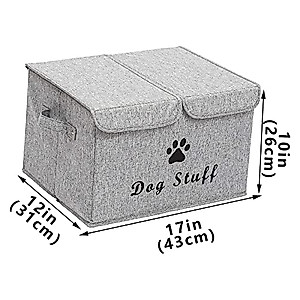 Xbopetda Linen Fabric Box with lid and Handles Foldable Dog Storage Cubes Box,Great for Dog Apparel & Accessories-Snow Gray