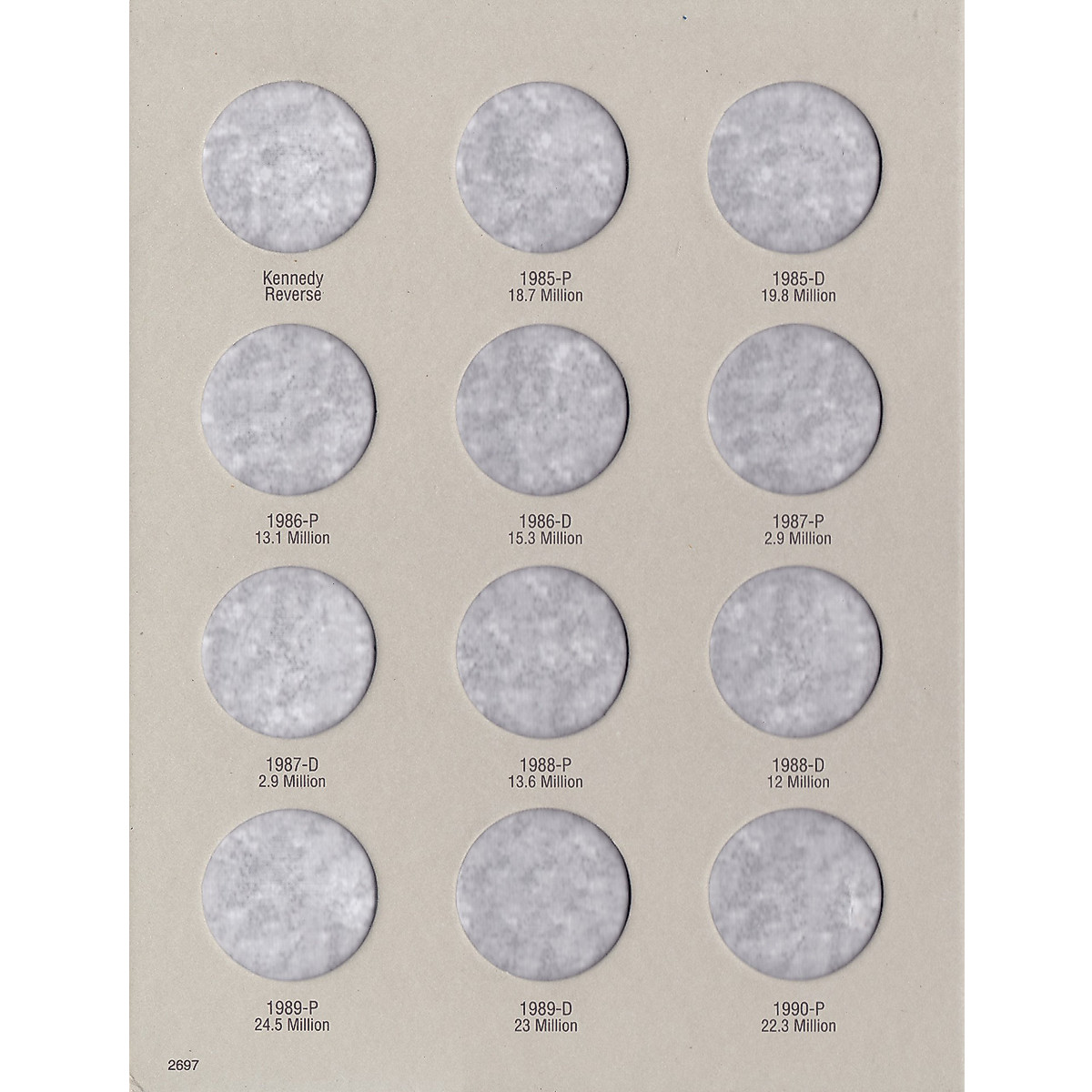 H.E. Harris & Co. US John F. Kennedy Half Dollar Coin Folder 1985 – 1999 #2697