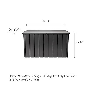 RTS Home Accents ParcelWirx Max 49" x 24" x 27" Package Delivery Box, Graphite Color