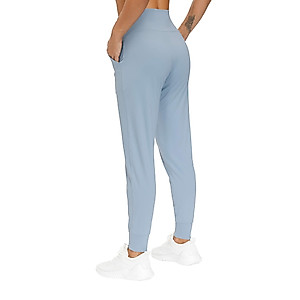 THE GYM PEOPLE Women's Joggers Pants Lightweight Athletic Leggings Tapered Lounge Pants for Workout, Yoga, Running (Small, Denim Blue)