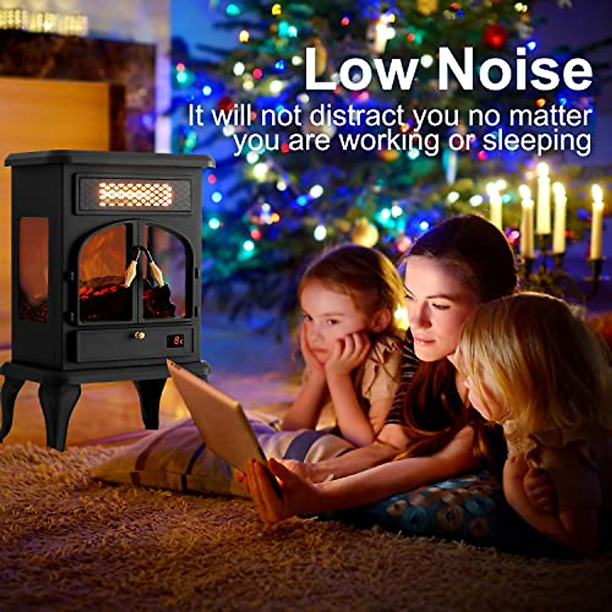 Selectric Electric Fireplace Heater with Remote ,22.4" Freestanding Portable Infrared Fireplace Heater with 3-Sides Realistic Flame for Indoor Use, Overheating and Tip-Over Safety,1000W/1500W